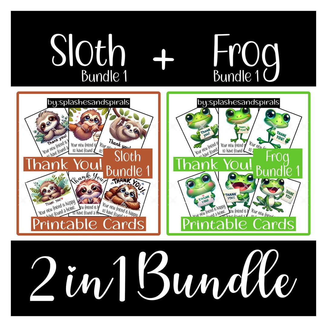 Sloth and Frog Thank You Card Bundle: Crochet Amigurumi Small Business ...