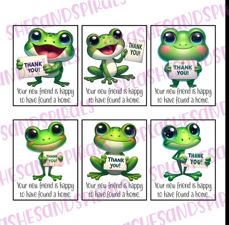 Cute Frog Thank You Card Bundle 1 for Market Stall Crochet Amigurumi ...