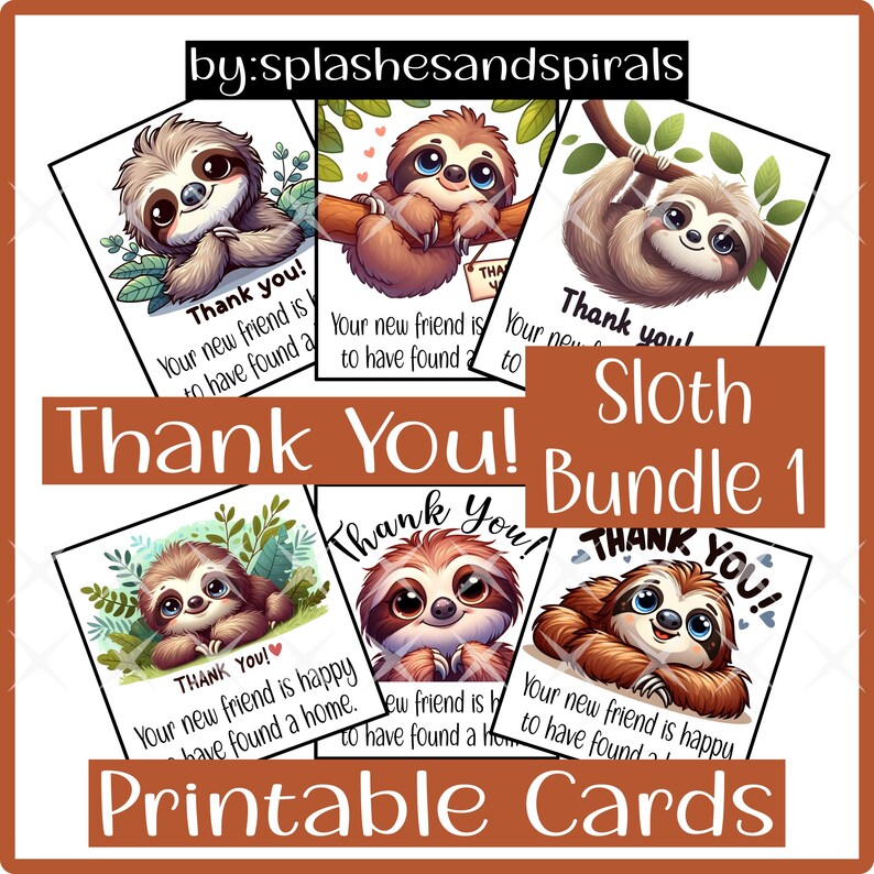 Sloth and Frog Combo Thank You Card Bundle 1 Crochet Market Stall Small ...