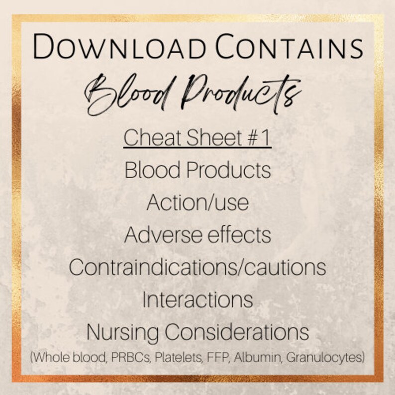 Blood Products & Transfusion Safety Cheat Sheet - Etsy
