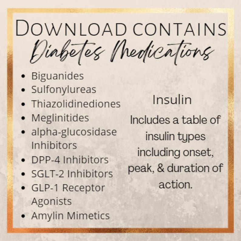 Diabetes Drugs Cheat Sheet - Etsy