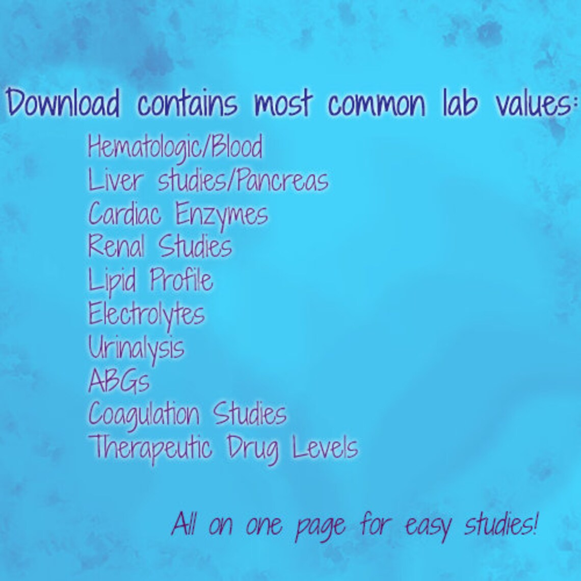 Nursing Lab References Cheat Sheet | Etsy