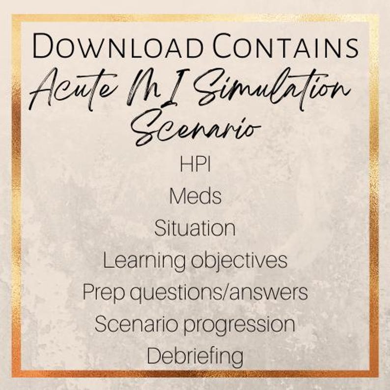 Acute Myocardial Infarction (MI) Simulation (SIM) Scenario - Etsy