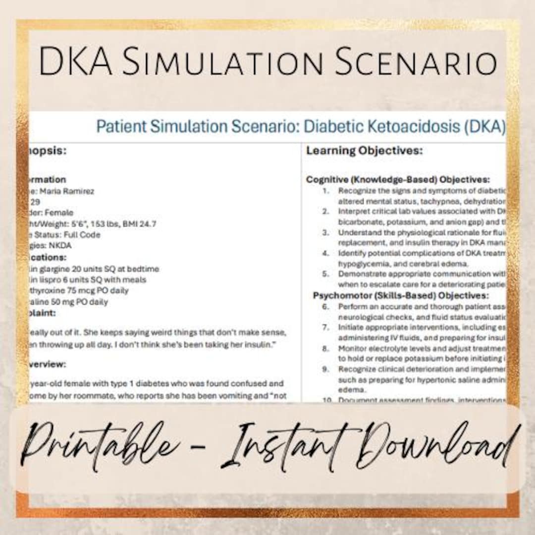 Diabetic Ketoacidosis (DKA) Simulation (SIM) Scenario - Etsy