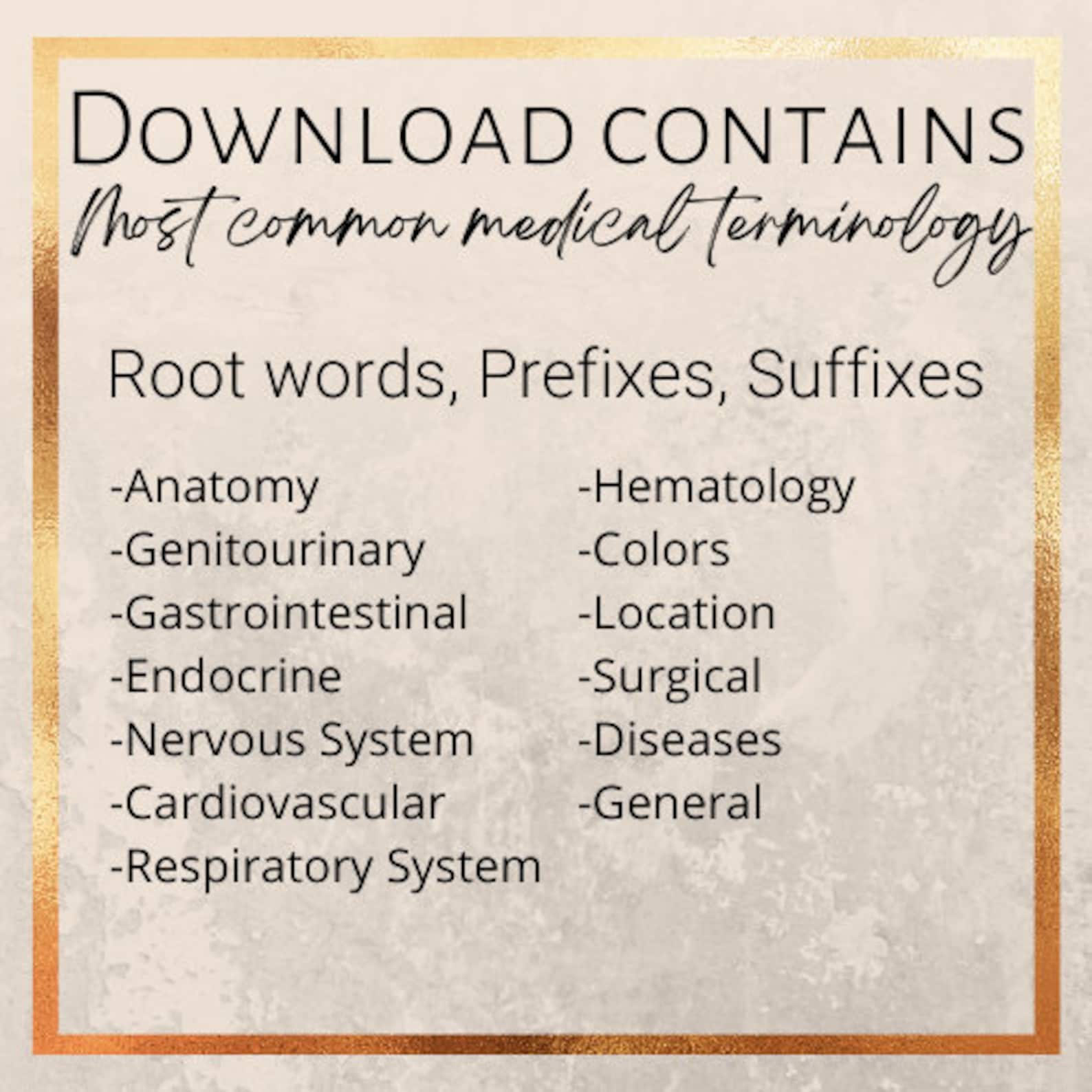 Medical Terminology Roots, Prefixes, Suffixes Meanings Cheat Sheet - Etsy