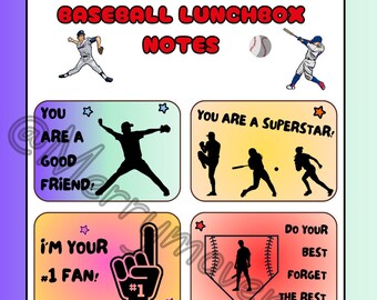 48pcs Baseball Lunchbox Notes| 24 Printable Colorful Cards With B&W ...