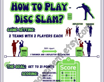 Disc Slam Rules| How to Play Disc Slam Illustrated Poster| Frisbee Game ...