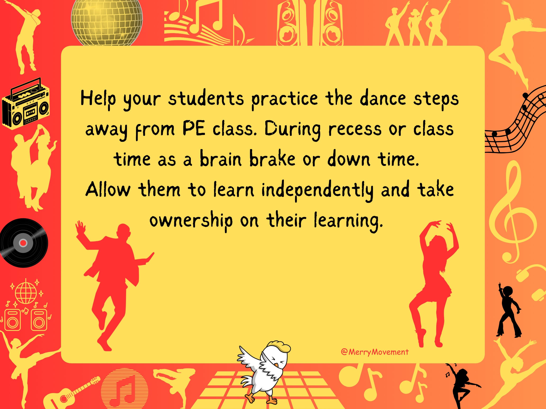 How to Dance the Chicken Dance| Gym Poster, Activity Card, Brain Break ...