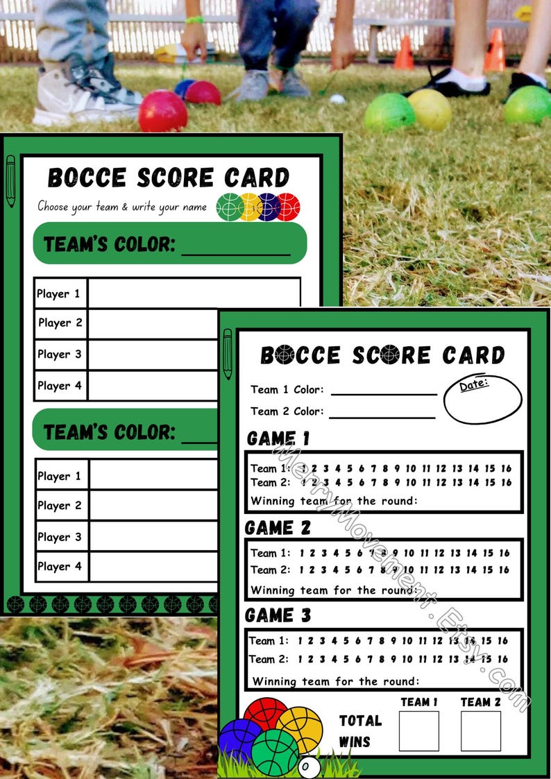 Bocce Ball Score Sheet: Tournament Scorecard (PDF) - Etsy