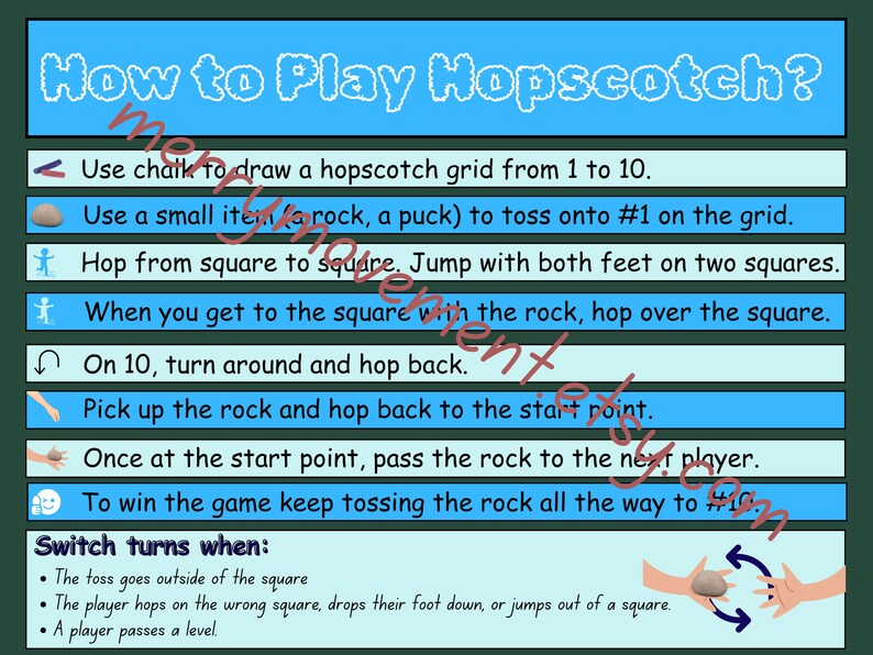Hopscotch Game Rules Poster: Illustrated Outdoor Sign - Etsy
