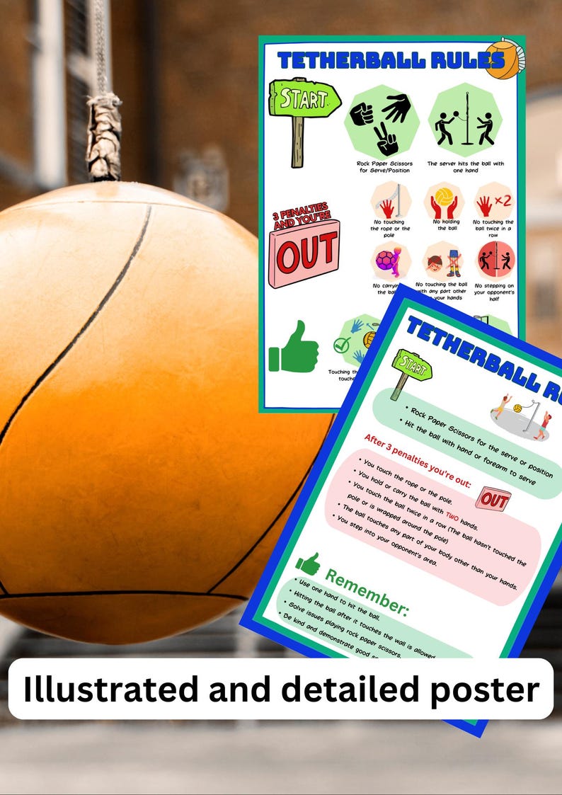Tetherball Rules Poster: Illustrated Yard Game Guide - Etsy