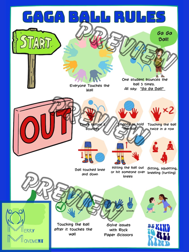 Gaga Ball Rules Poster: Illustrated Gym & Recess Sign (digital Download ...