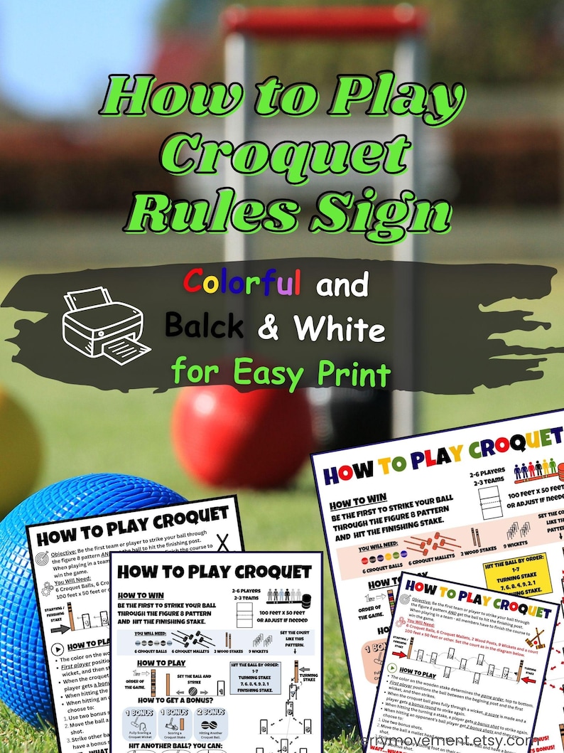 Croquet Rules Poster: Illustrated Game Guide With Teacher Tips (PDF ...