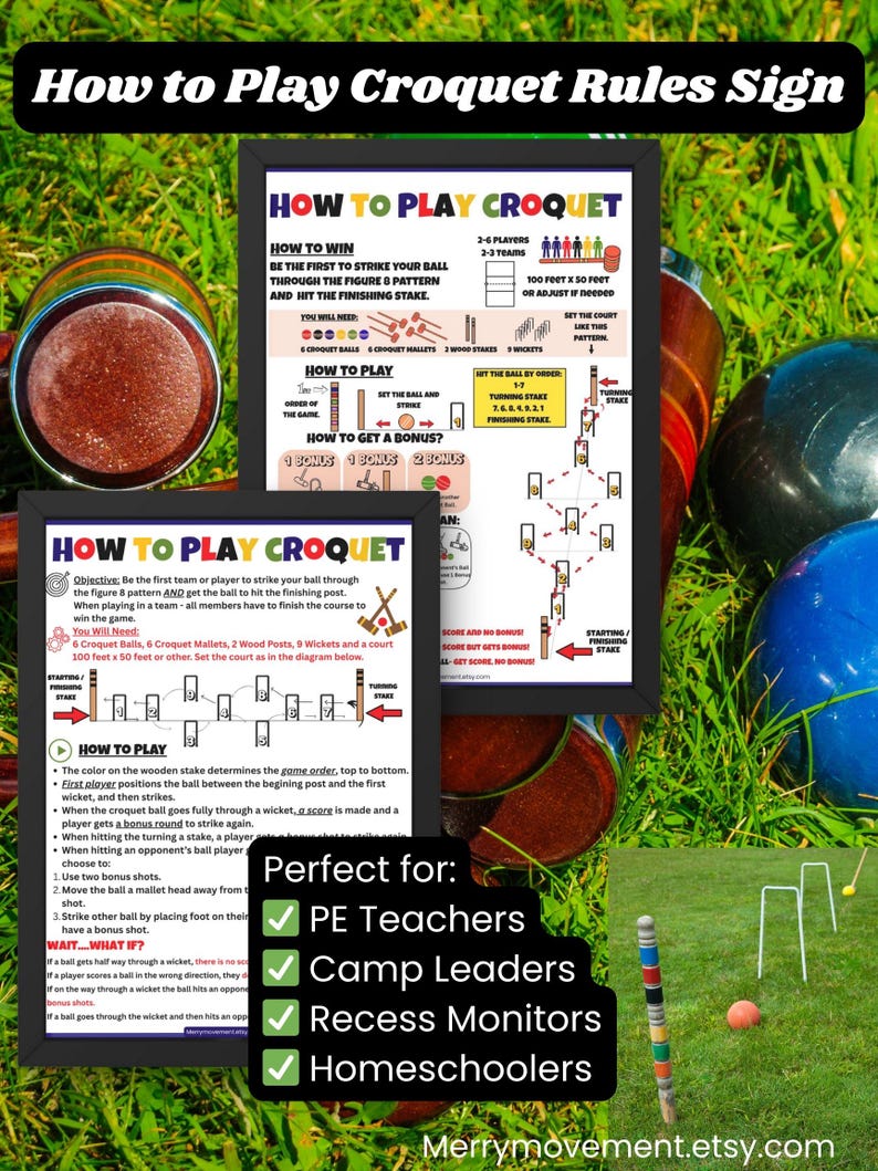 Croquet Rules Poster: Illustrated Game Guide With Teacher Tips (PDF ...