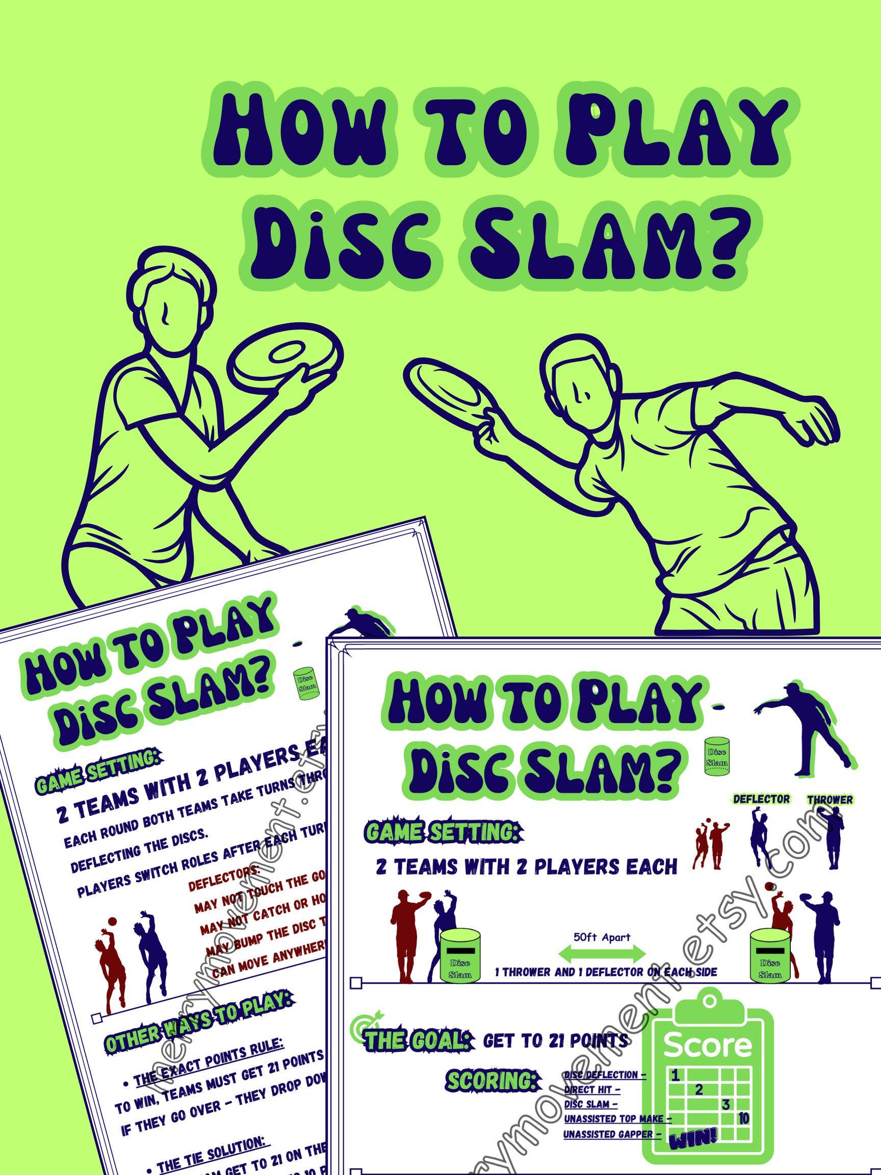 Disc Slam Rules| How to Play Disc Slam Illustrated Poster| Frisbee Game ...