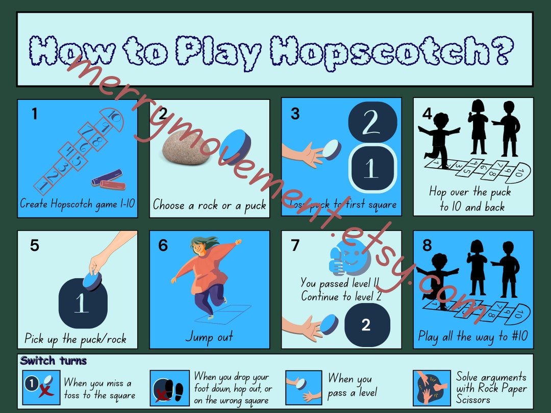 Hopscotch Game Rules Poster: Illustrated Outdoor Sign - Etsy