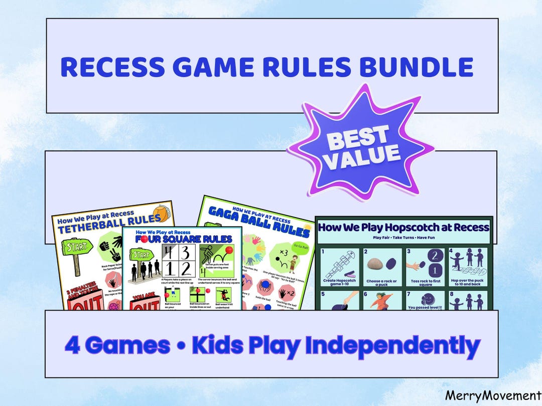 Recess Games Rules Posters Bundle | Playground Signs for Kids | PE ...