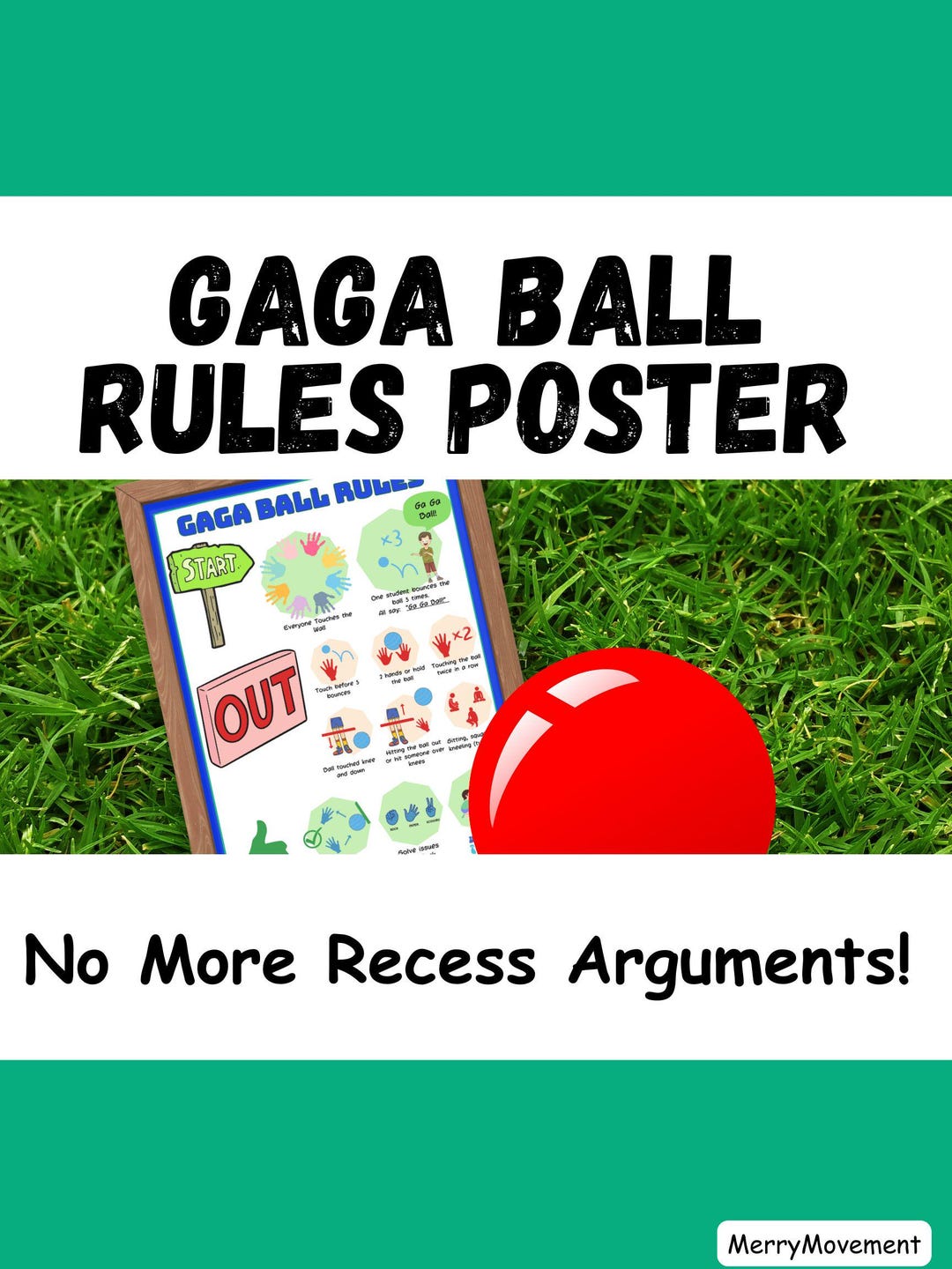 Gaga Ball Game Rules Poster | Playground Activity & Yard Game ...