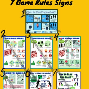 7 Posters Bundle | Rules Signs Poster for 7 Games | Gaga Ball ...