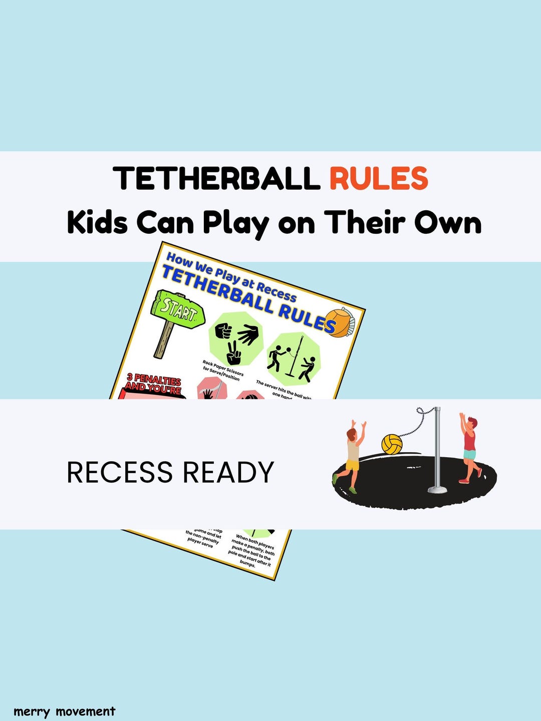 Tetherball Rules Poster for Recess | PE Game Sign for Kids | Playground ...