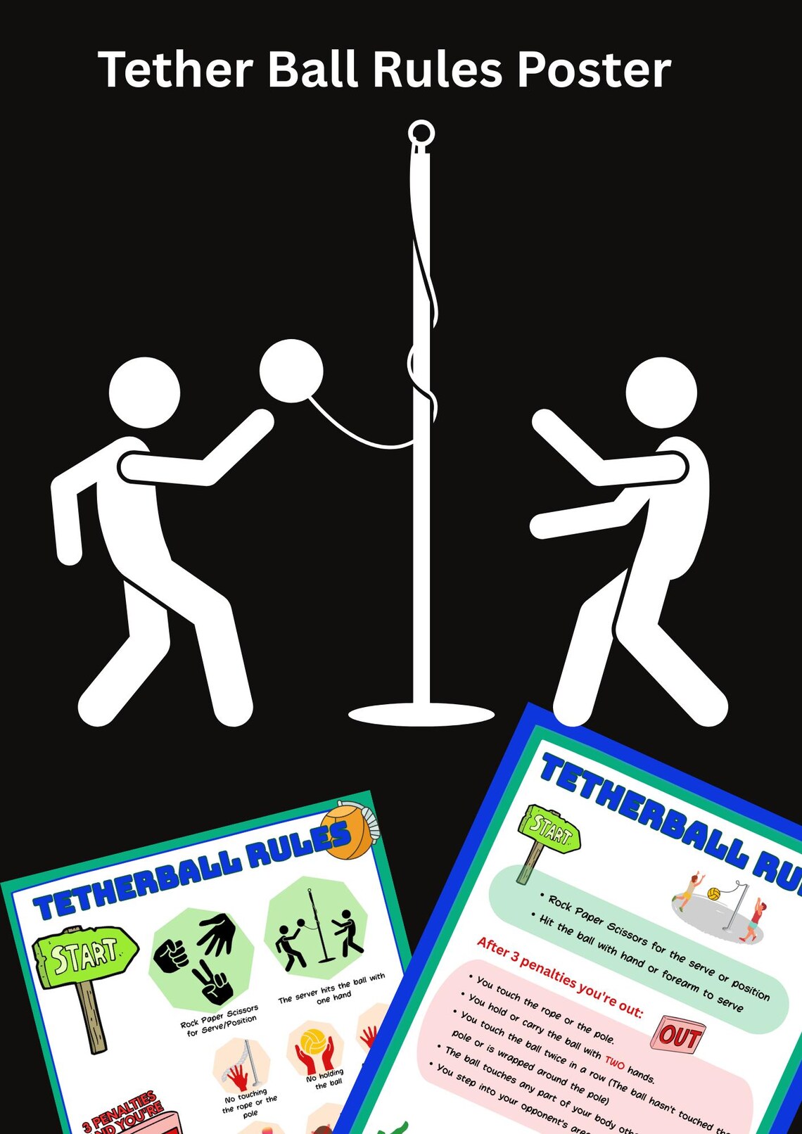 Tetherball Rules Sign| Poster for the Gym, Yard, Recess, and Playground ...