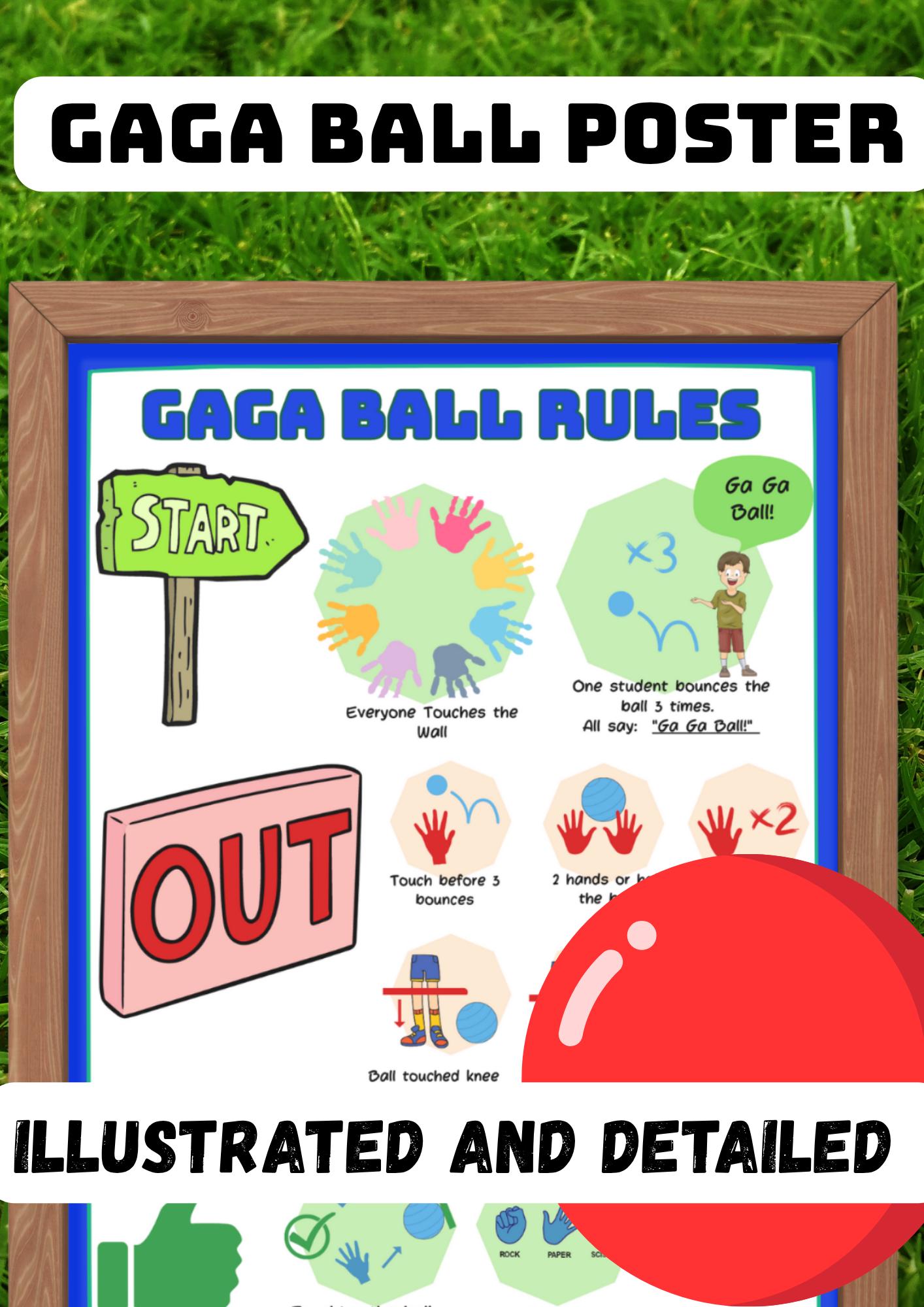 Gaga Ball Game Rules Poster | Playground Activity & Yard Game ...
