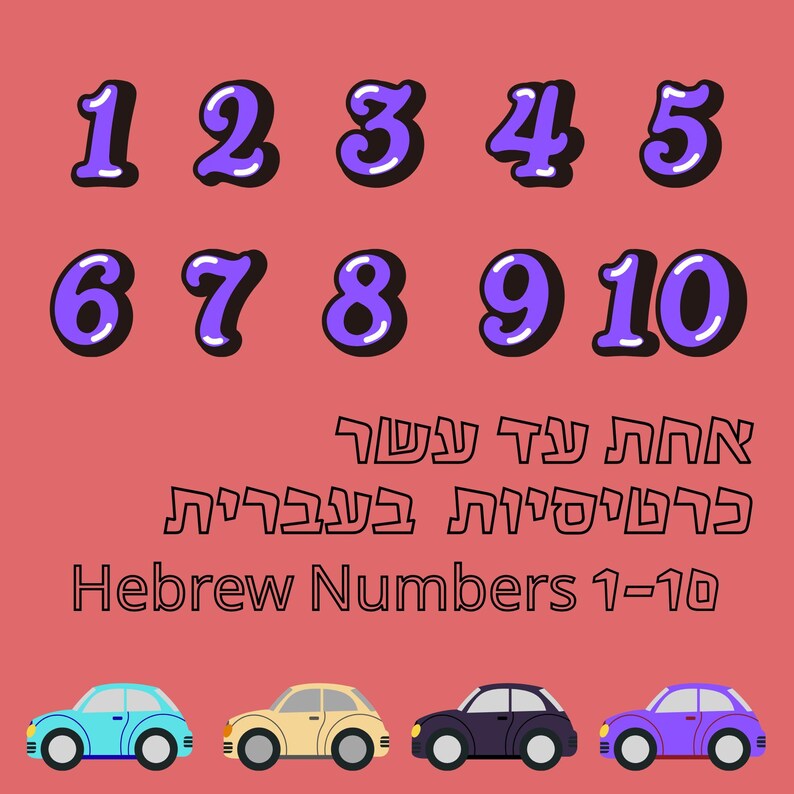 Hebrew Numbers 1-10 Printable Cards – Kids Counting Game (digital ...
