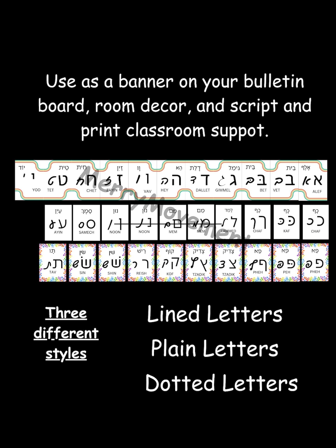Hebrew Alef-bet Print: Classroom Decor, Three Letter Styles - Etsy
