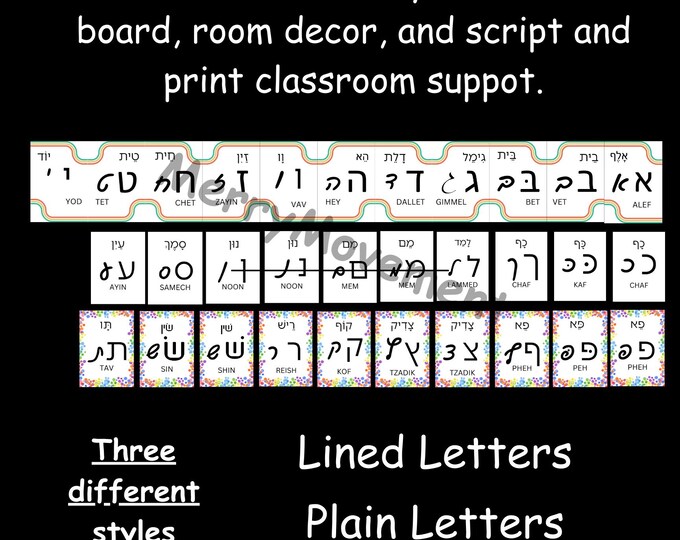Hebrew Alphabet Letters Aleph-bet Canvas Print With English ...