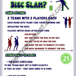 Disc Slam Rules| How to Play Disc Slam Illustrated Poster| Frisbee Game ...