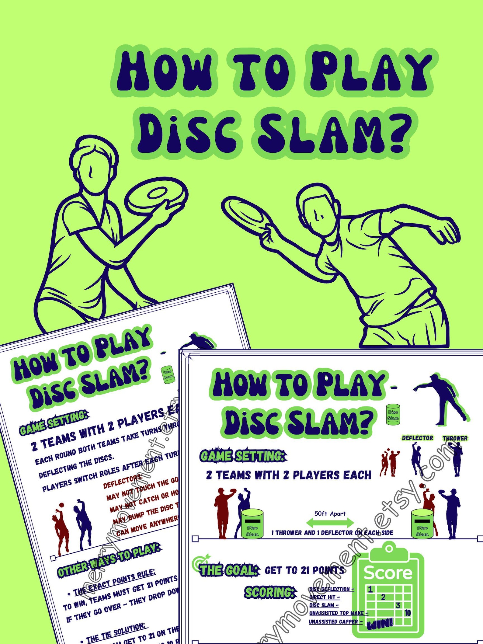 Disc Slam Rules Poster for PE & Backyard Games, Printable Frisbee Game ...