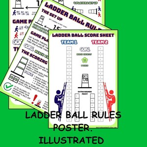 Ladder Ball Rules Poster & Score Sheets: Yard Game Guide (printable PDF ...