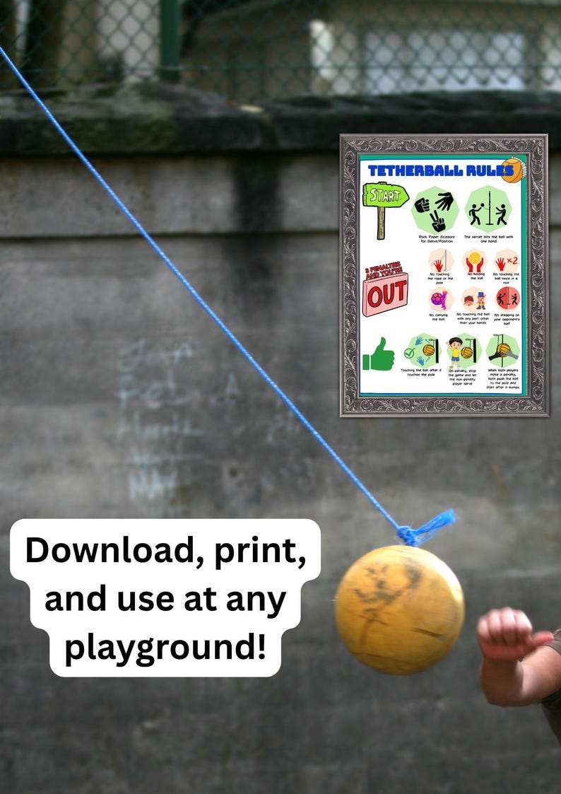 Tetherball Rules Sign| Poster for the Gym, Yard, Recess, and Playground ...