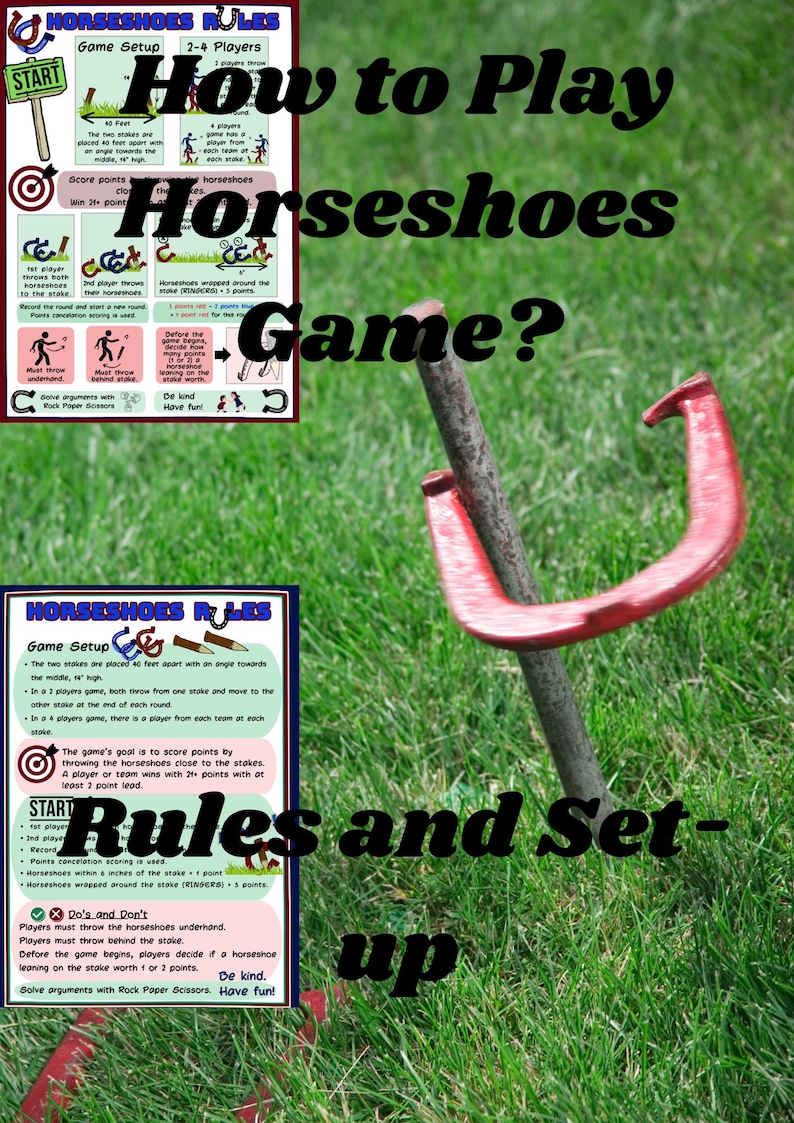 Horseshoes Game Rules Poster and Score Sheet | How to Play Horseshoes ...