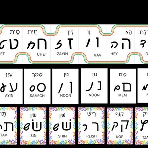 Hebrew Alef-bet Letters Posters, Three Sets of Print and Script ...