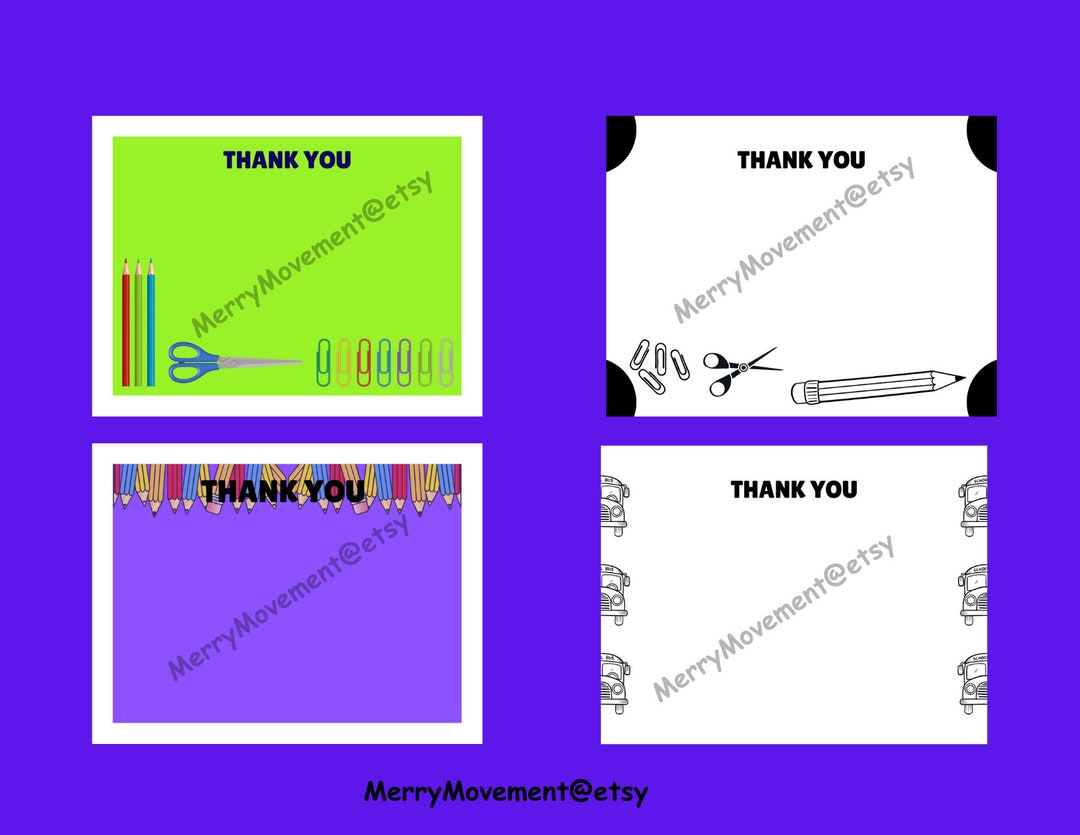 Teacher Thank You Notes: Printable Colorful Cards (PDF) - Etsy
