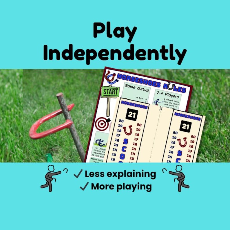 Horseshoes Game Rules Poster and Score Sheet | How to Play Horseshoes ...
