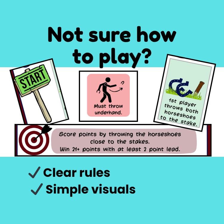 Horseshoes Game Rules Poster and Score Sheet | How to Play Horseshoes ...