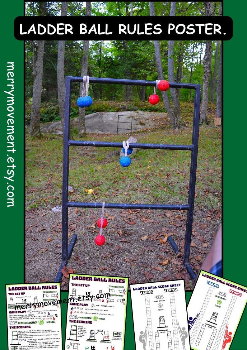 Ladder Ball Rules Poster & Score Sheets: Yard Game Guide (printable PDF ...