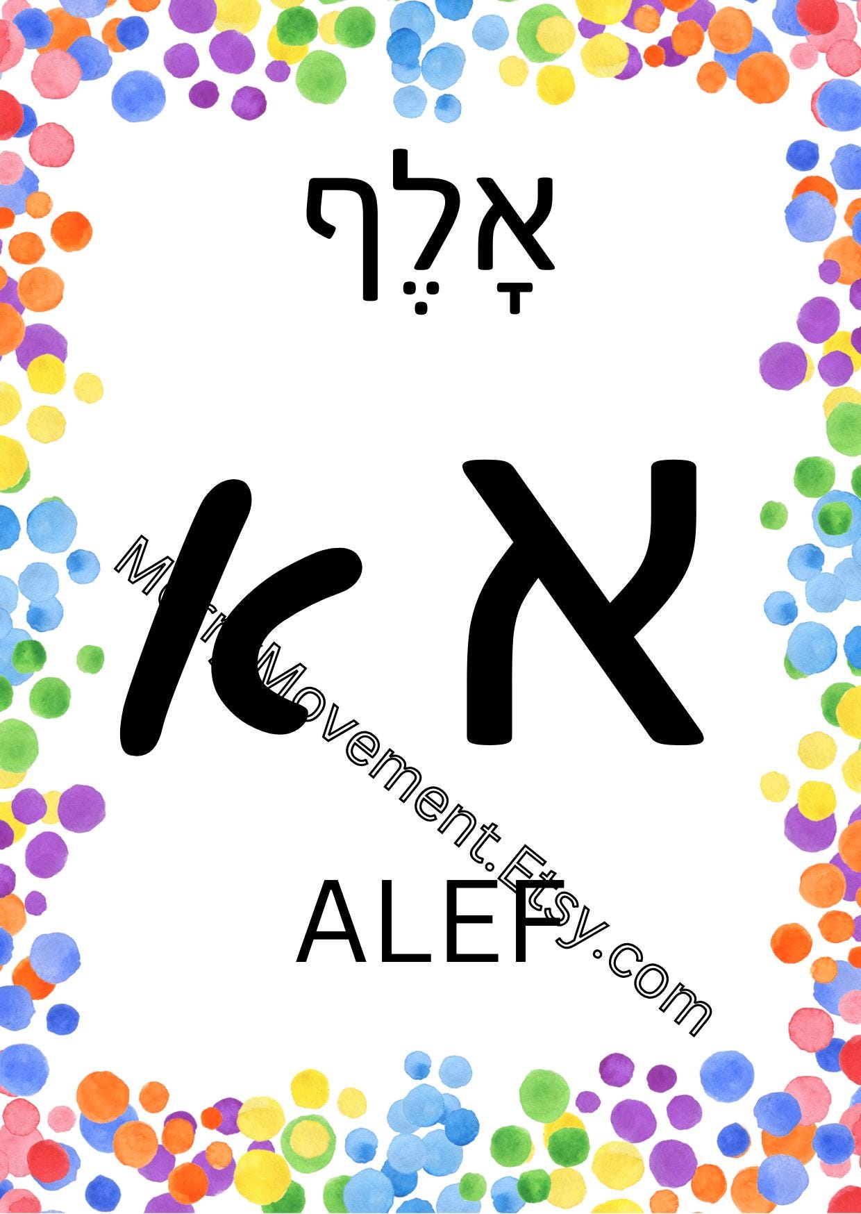 Hebrew Alef-bet Letters Posters, Three Sets of Print and Script ...