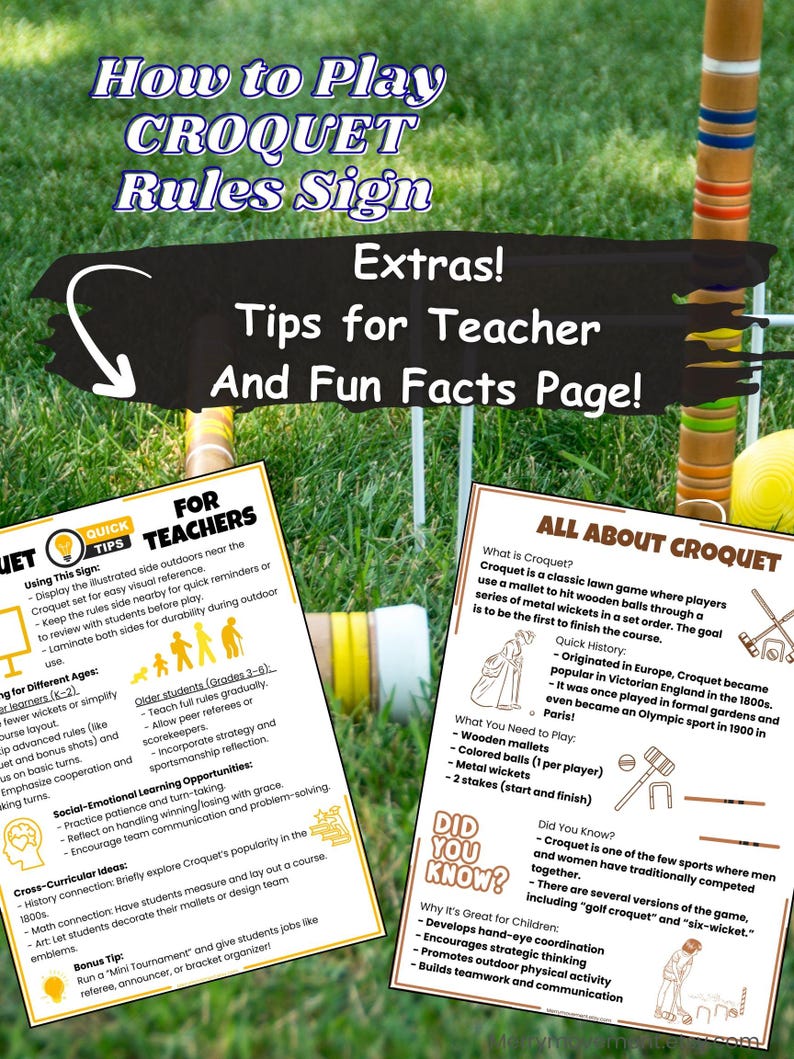 Croquet Rules Poster: Illustrated Game Guide With Teacher Tips (PDF ...
