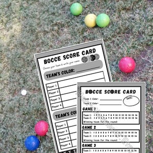 Bocce Ball Score Sheet | Bocce Scoring Card Printable | Yard Game Score ...