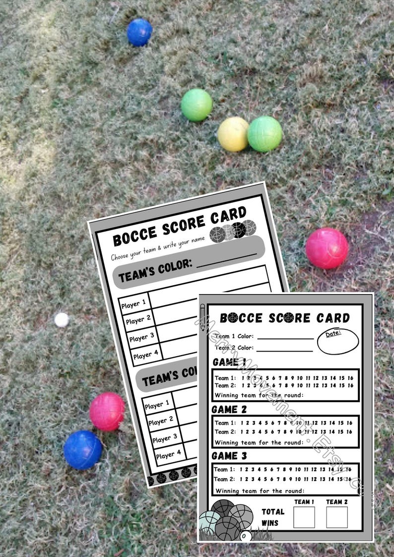 Bocce Ball Score Sheet: Tournament Scorecard (PDF) - Etsy