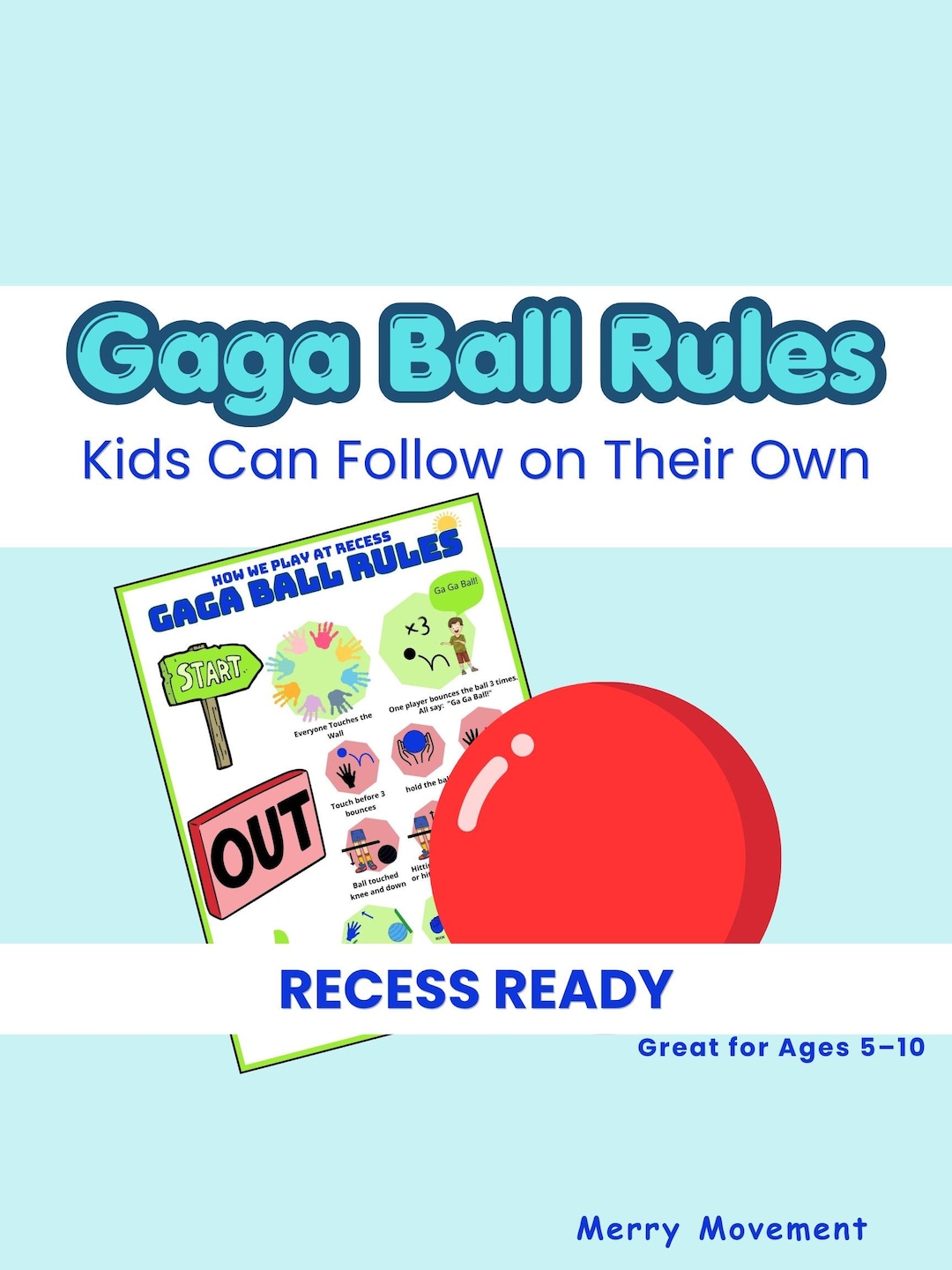 Gaga Ball Rules Poster for Recess | PE Game Sign for Kids | Playground ...