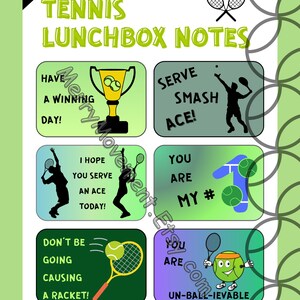 Tennis Lunchbox Notes: Positive Affirmation Cards for Kids (PDF) - Etsy