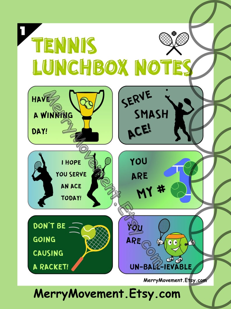 48pcs Tennis Lunchbox Notes | Tennis Positive Affirmation Cards for ...
