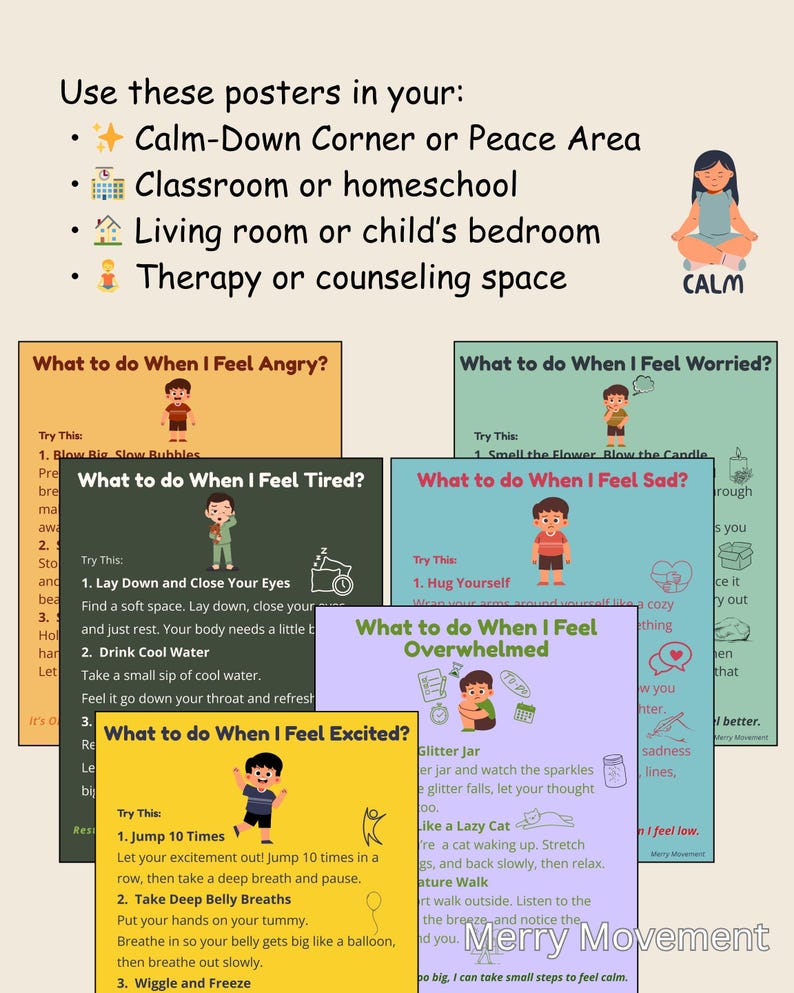 What to Do When I Feel...posters | Calm Down Corner Printable ...