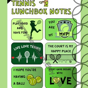 Tennis Lunchbox Notes: Positive Affirmation Cards for Kids (PDF) - Etsy