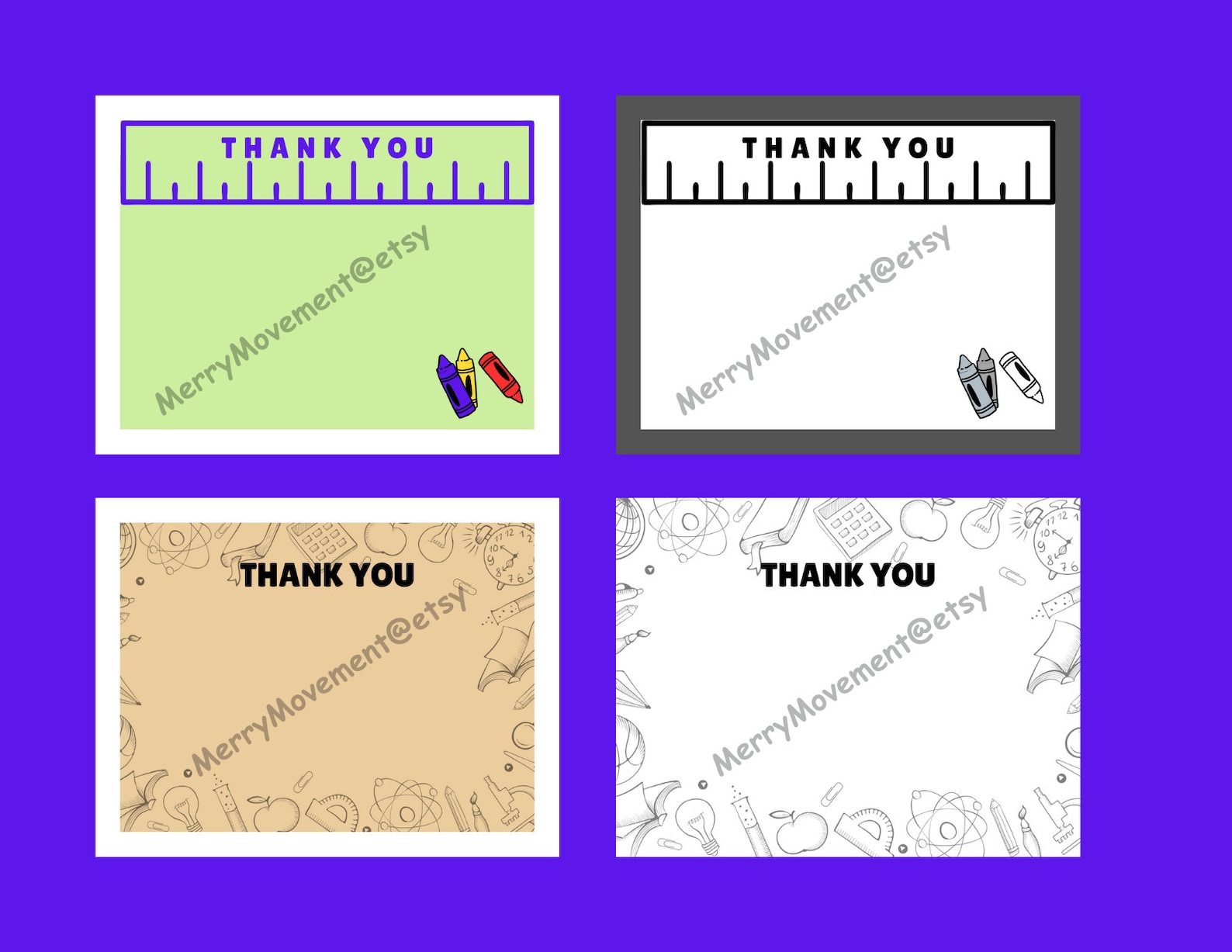 Teacher Thank You Notes: Printable Colorful Cards (PDF) - Etsy