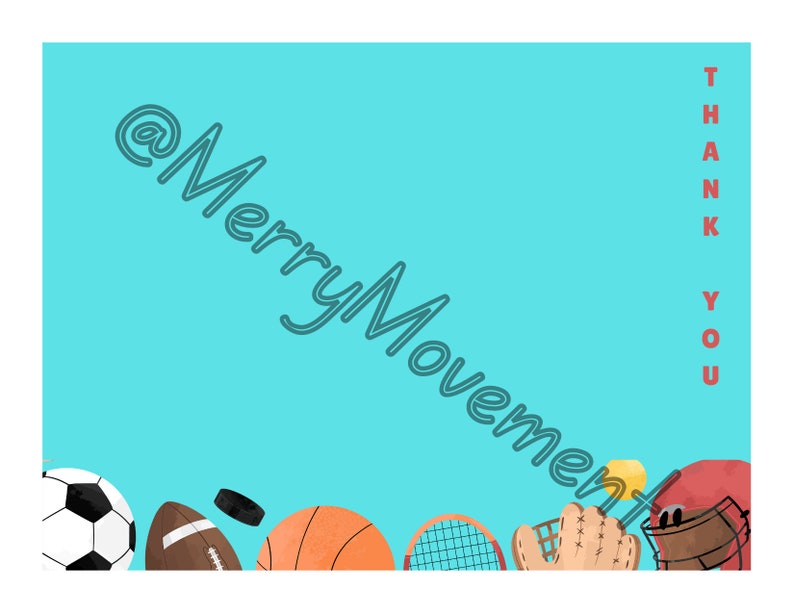 12 Sports-themed Thank You Cards| PE Teacher Gratitude Notes | Teacher ...
